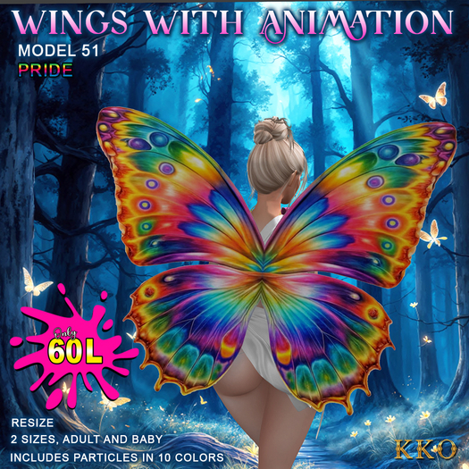 Second Life Marketplace - [KKO] Wings with animation - Model 51 (Pride)